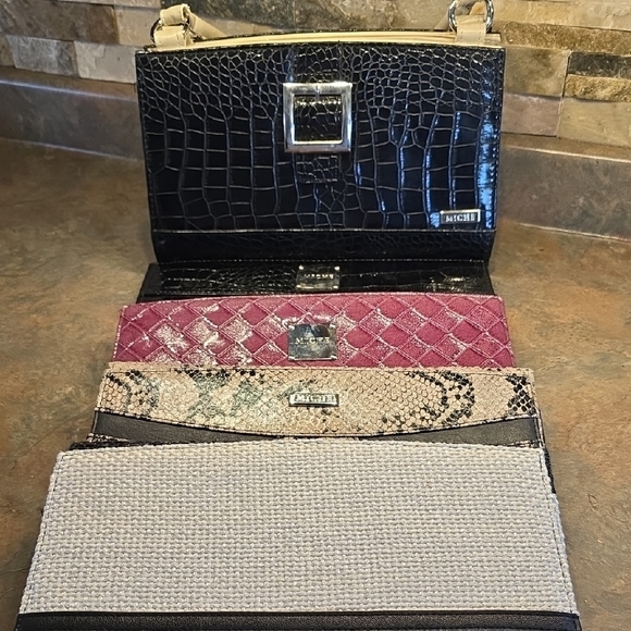 Miche | Bags | Miche Black Pink And Beige Clutch Collection | Poshmark